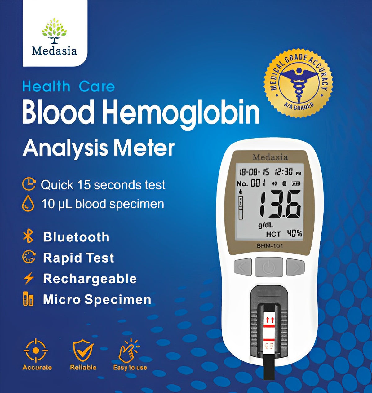 Bluetooth Hemoglobin Meter for Fast, Accurate Testing – MEDASIA HEALTHCARE